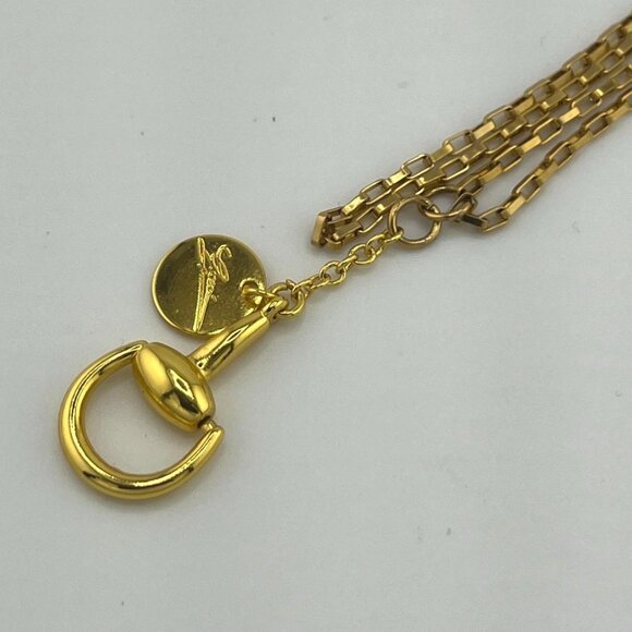Gucci | Jewelry | Vintage Gucci Horse Bit Novelty Pendant Extra Long Gold Plated Box Necklace ...